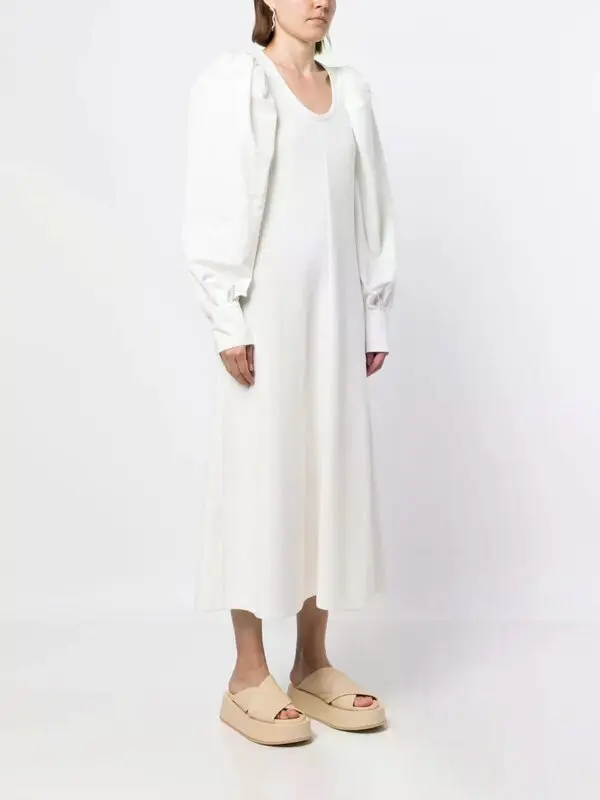 Goen.j Cotton Blend Puff Sleeve Maxi Dress - White
