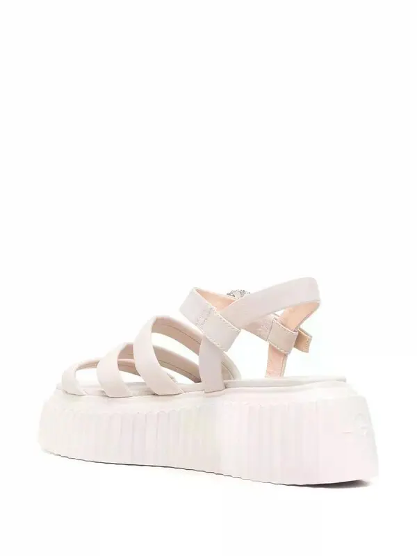 Agl Platform Sandals With Crystal Buckle Detail - Neutrals