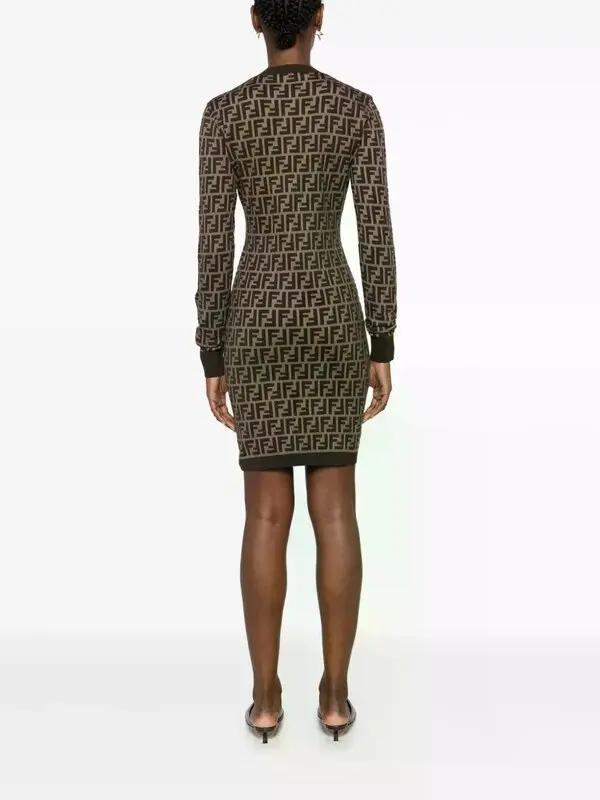 Fendi Zucca Long-sleeved Minidress