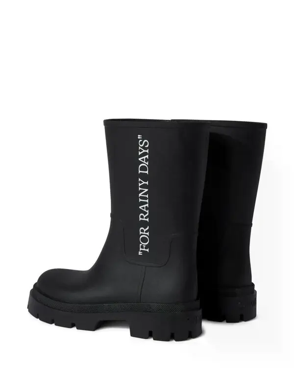 Off-White Mid-calf Rain Boots With Slogan Print