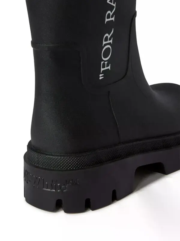 Off-White Mid-calf Rain Boots With Slogan Print