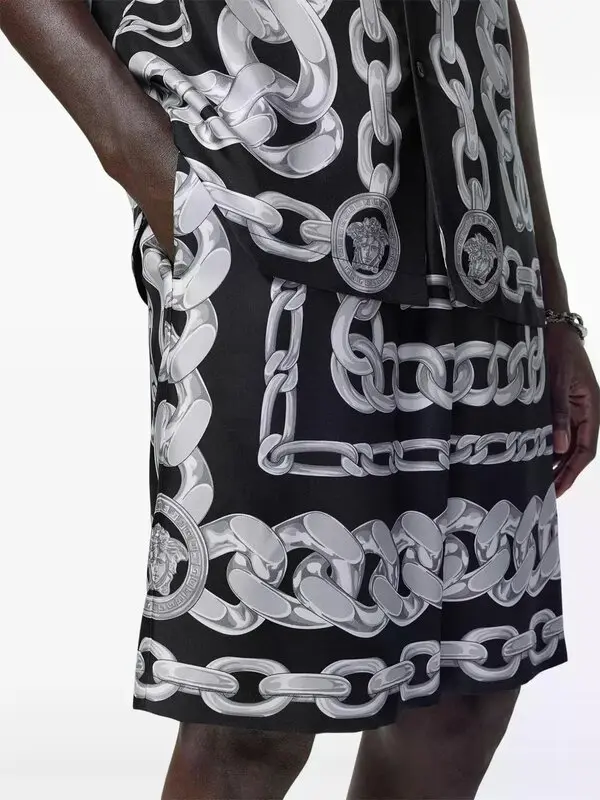 Versace Medusa Chains Silk Shorts - Black