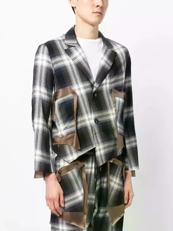 SULVAM Asymmetric Plaid Blazer