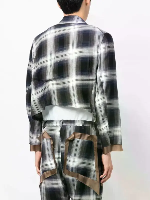 SULVAM Asymmetric Plaid Blazer