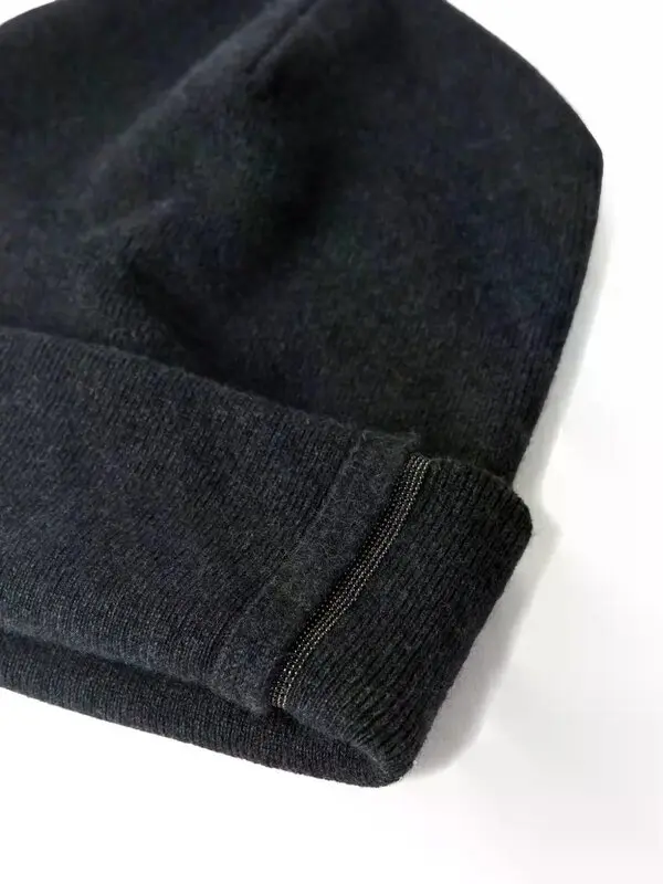 Brunello Cucinelli Cashmere Beanie With Monili Detail - Grey