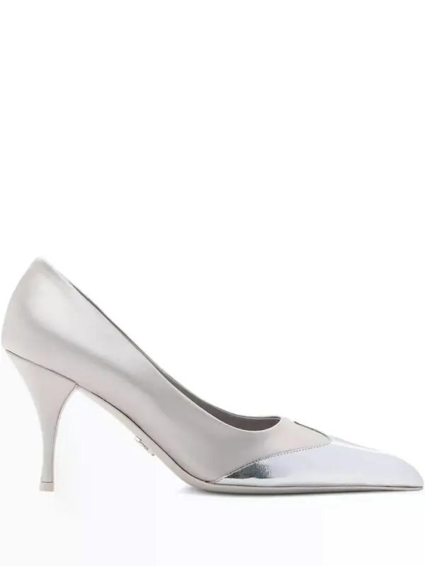 Prada Metallic-toecap Pointed Toe High Heel Pumps - Silver
