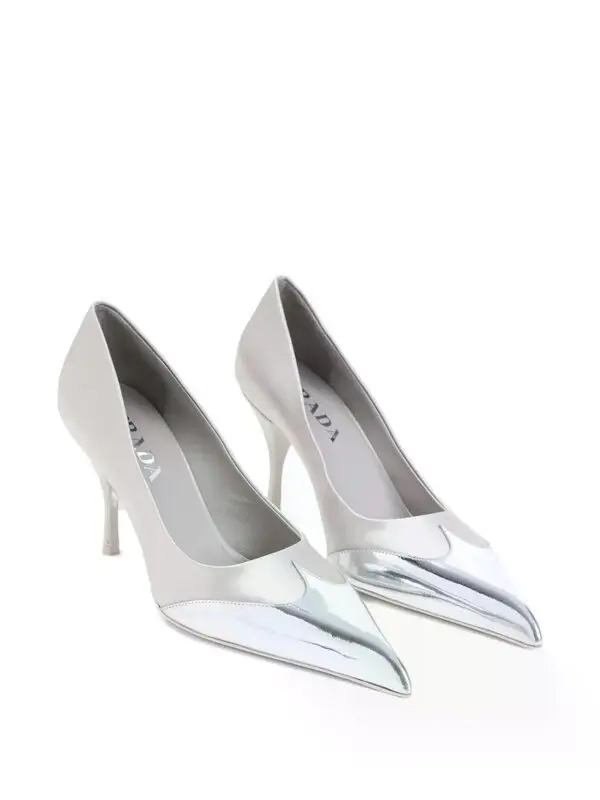 Prada Metallic-toecap Pointed Toe High Heel Pumps - Silver