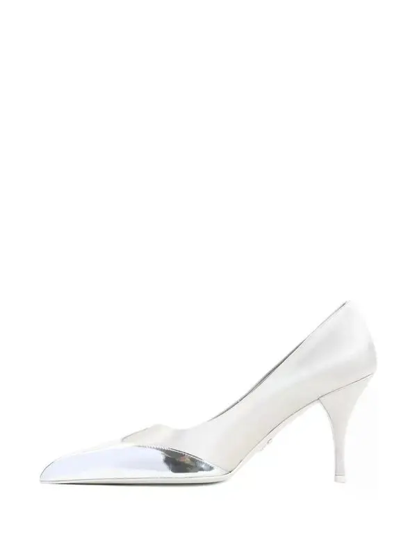 Prada Metallic-toecap Pointed Toe High Heel Pumps - Silver