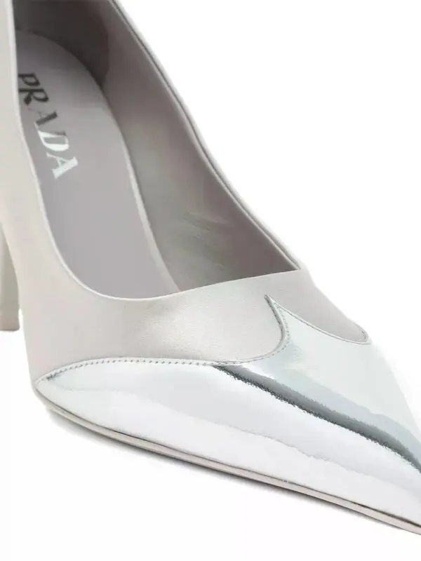 Prada Metallic-toecap Pointed Toe High Heel Pumps - Silver