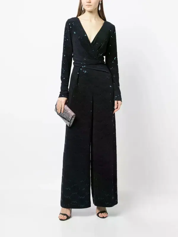Talbot Runhof Embellished Draped Jumpsuit