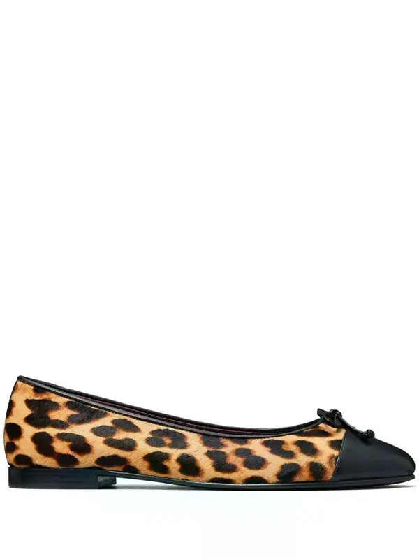 Tory Burch Cap-toe Leopard Print Ballerina Flats - Neutrals