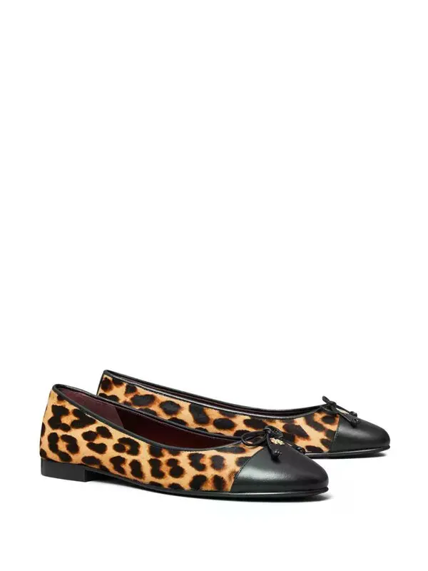 Tory Burch Cap-toe Leopard Print Ballerina Flats