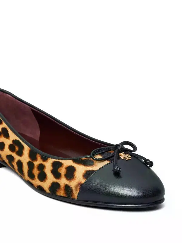 Tory Burch Cap-toe Leopard Print Ballerina Flats
