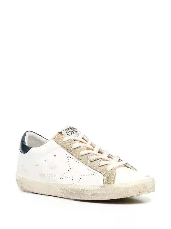 GOLDEN GOOSE Super-star Trainers With Perforated Star And Midnight Blue Heels Tab