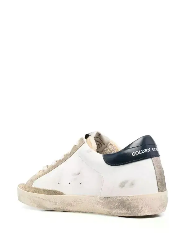 GOLDEN GOOSE Super-star Trainers With Perforated Star And Midnight Blue Heels Tab