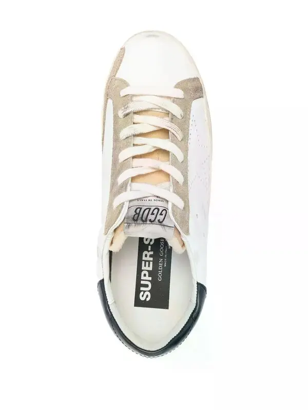 GOLDEN GOOSE Super-star Trainers With Perforated Star And Midnight Blue Heels Tab