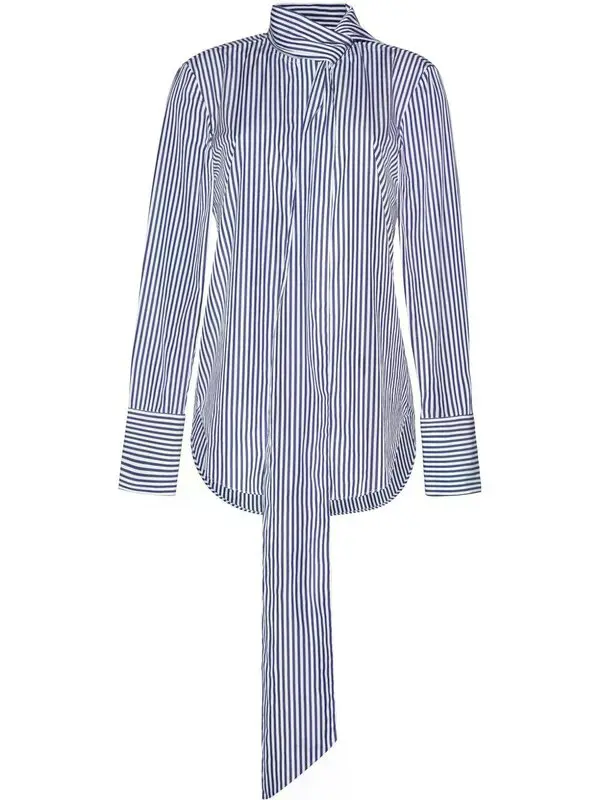 Adam Lippes Striped Poplin Blouse - Blue