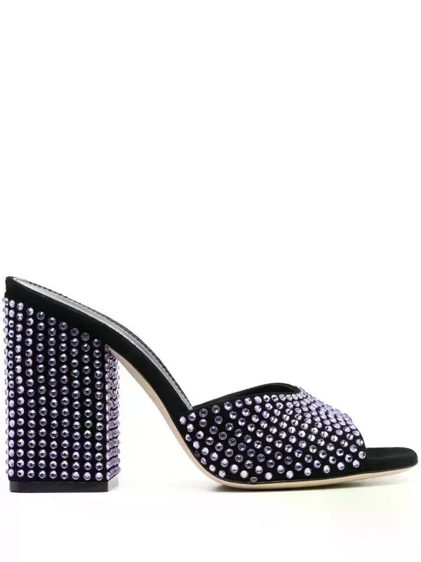Paris Texas 105mm Crystal-embellished Calf Leather Mules