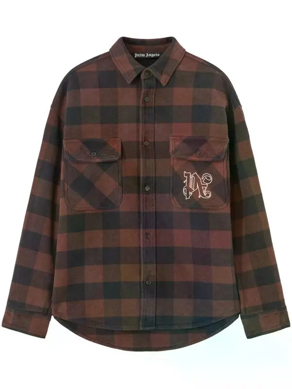Palm Angels Monogram-print Checked Shirt