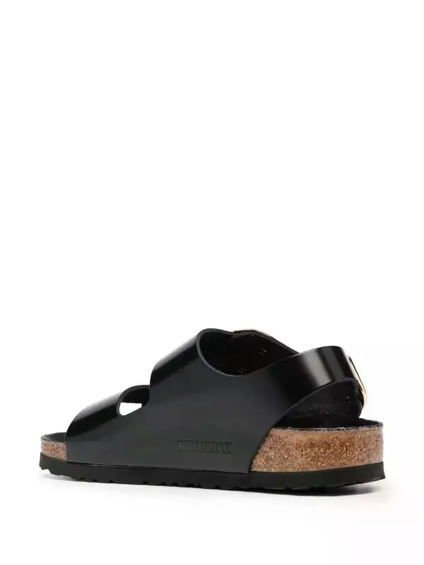 BIRKENSTOCK Milano Flat Sandals With Gold-tone Buckles - Black