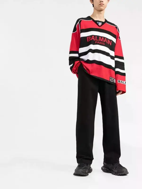 Balmain Logo-print V-neck Jumper