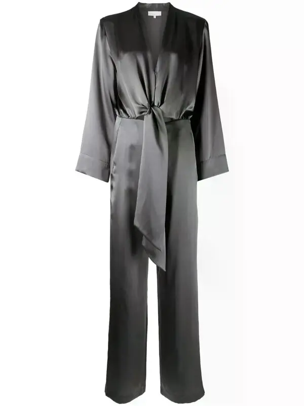 Michelle Mason Tie-front Kimono Jumpsuit - Grey