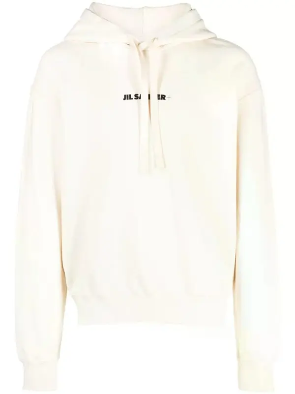 JIL SANDER Logo-print Cotton Hoodie - Neutrals