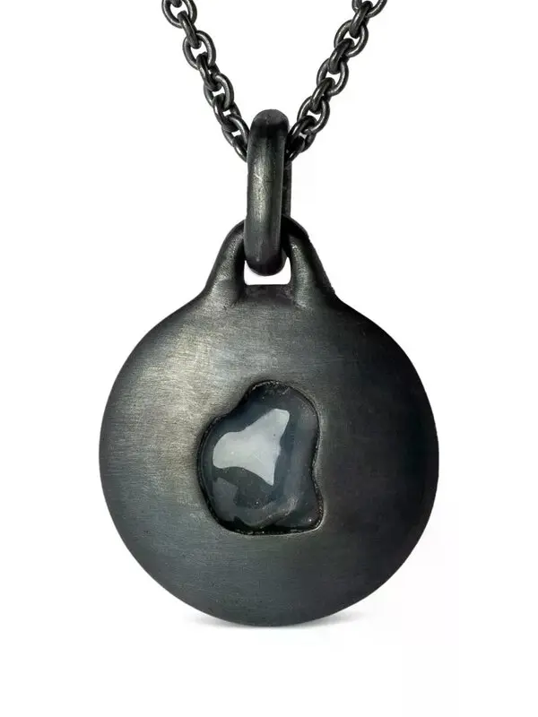 PARTS OF FOUR Disk Pendant Necklace With Opal Stone - Black