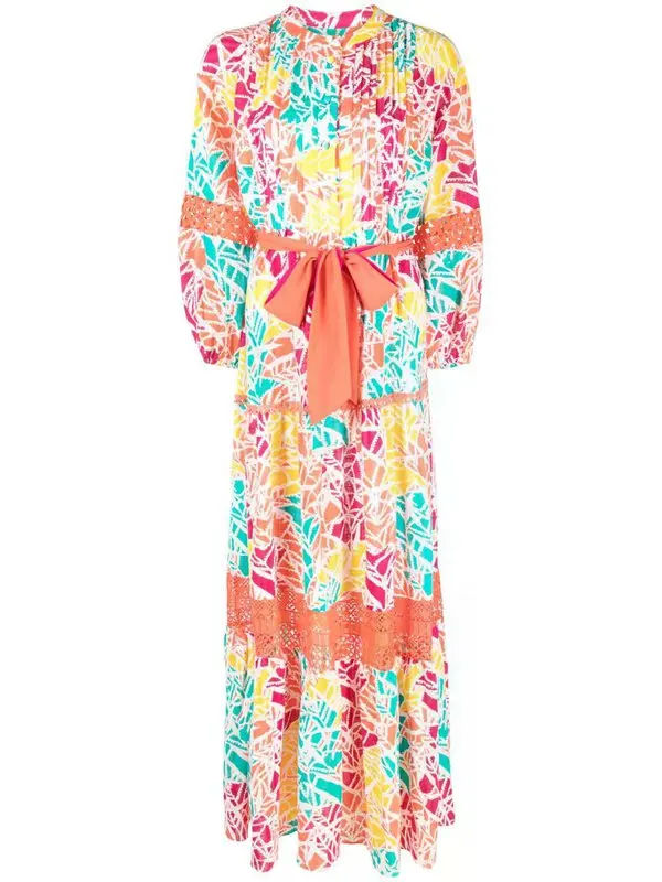 Diane Von Furstenberg Graphic-print Tied-waist Maxi Dress - Orange