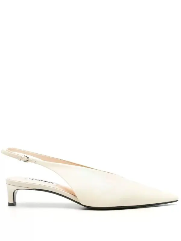 JIL SANDER 40mm Leather Slingback Pumps - Neutrals