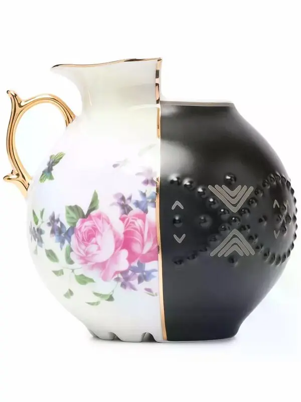 SELETTI Hybird Print Vase - Black