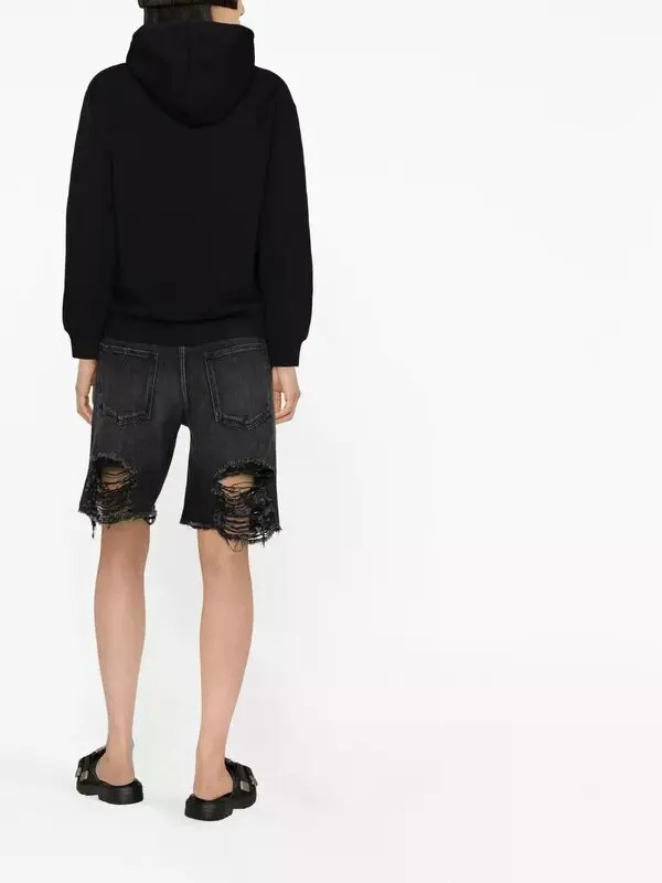 LANVIN Logo Print Drawstring Hoodie - Black