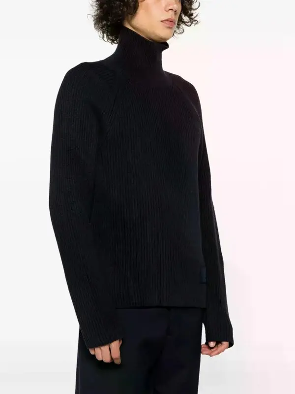 AMI Paris Ribbed-knit Jumper With Logo Patch