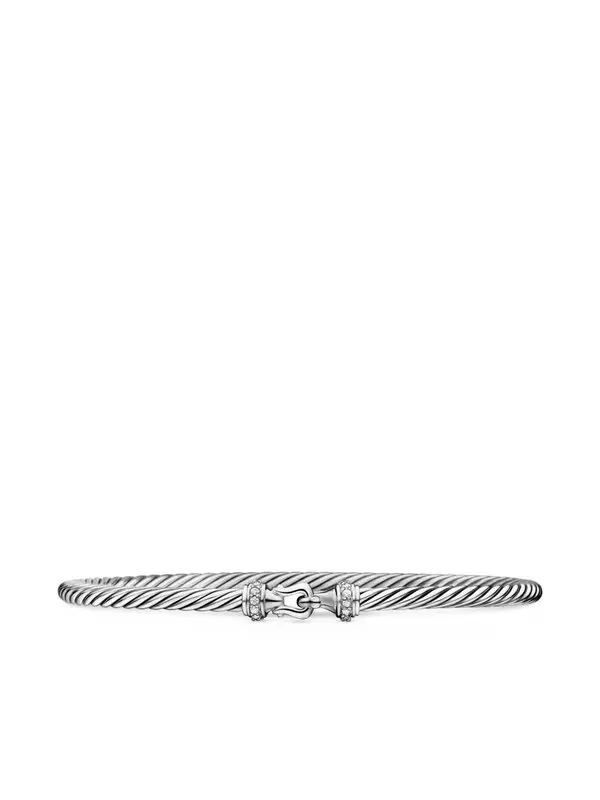 David Yurman Sterling Cable Diamond Buckle Bracelet - Silver