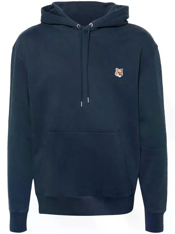 Maison Kitsuné Fox-motif Cotton Hoodie - Blue