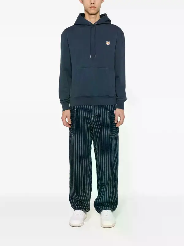 Maison Kitsuné Fox-motif Cotton Hoodie - Blue