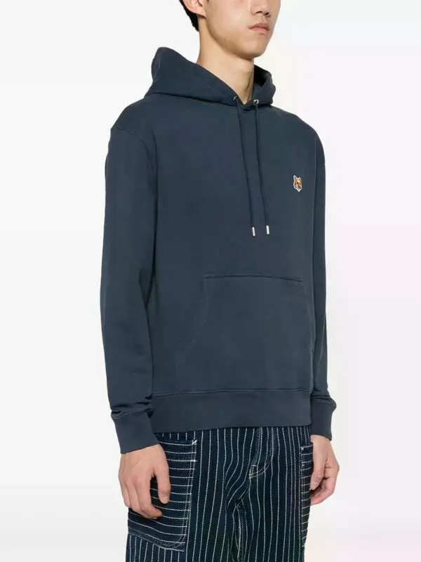 Maison Kitsuné Fox-motif Cotton Hoodie - Blue