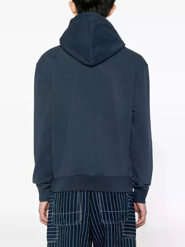 Maison Kitsuné Fox-motif Cotton Hoodie - Blue