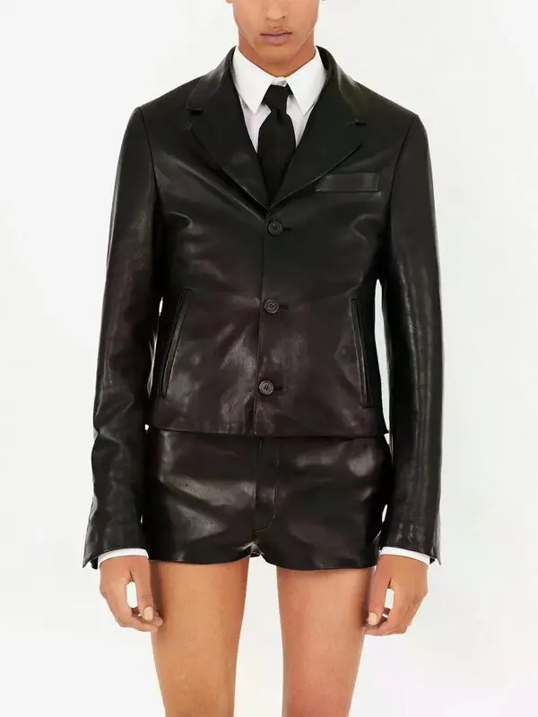 FERRAGAMO Slim-cut Single-breasted Leather Blazer