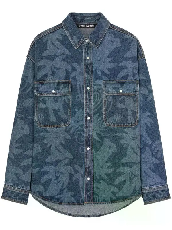 Palm Angels Laser-print Denim Shirt