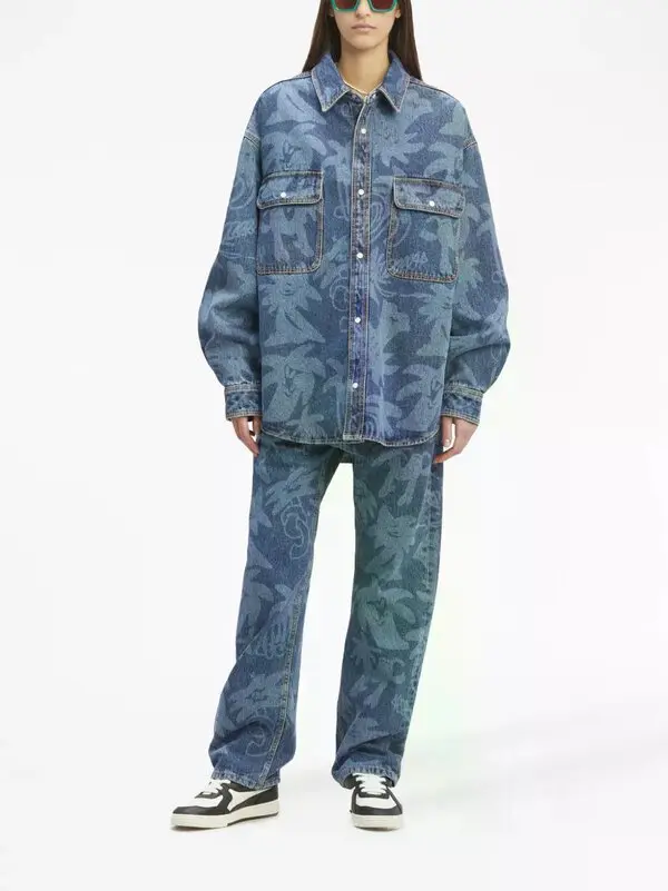 Palm Angels Laser-print Denim Shirt