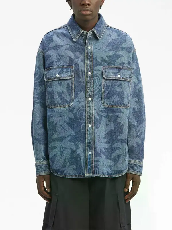 Palm Angels Laser-print Denim Shirt