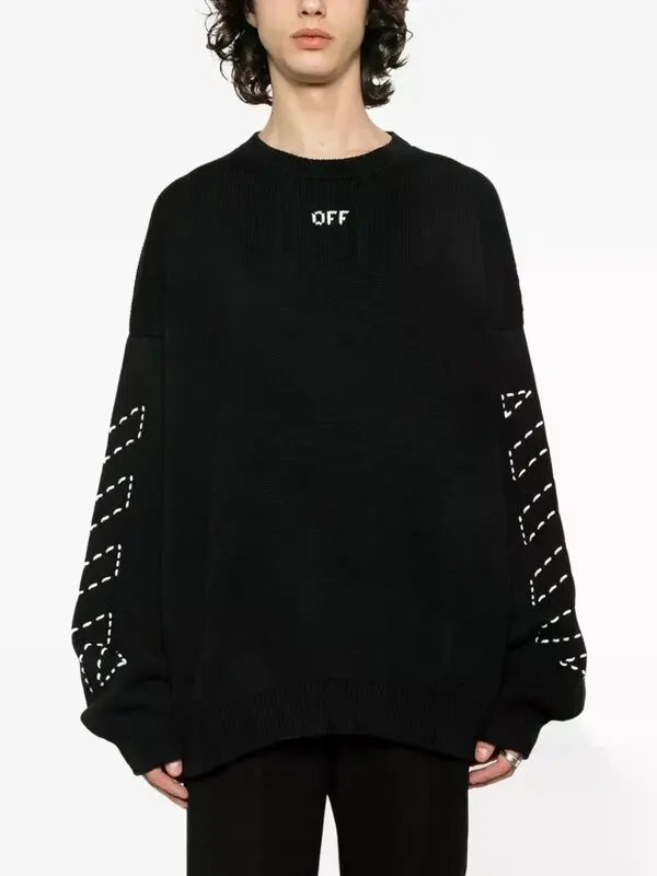 Off-White Diag-stripe Embroidered Jumper