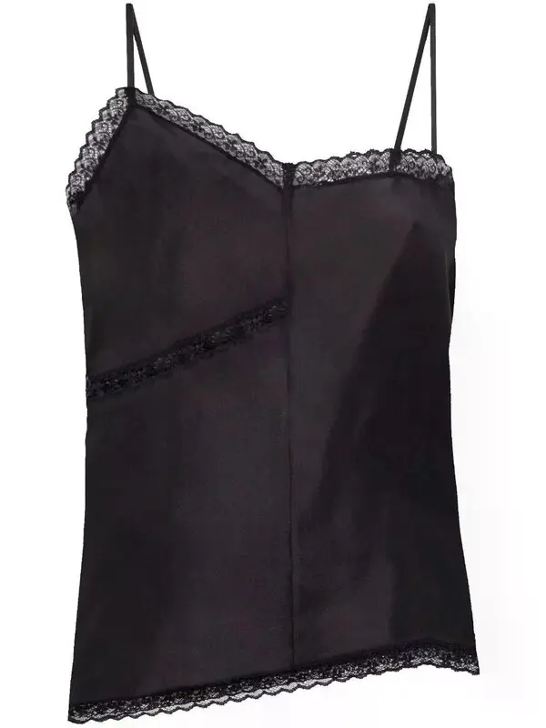 MAISON MARGIELA Silk Lace Trimmed Camisole - Black