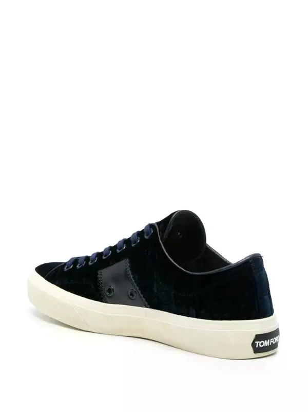 TOM FORD Cambridge Crocodile-effect Leather Sneakers - Blue