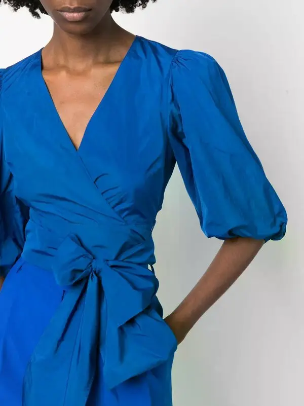 Red Valentino Cropped Wrap Top With Puff Sleeves