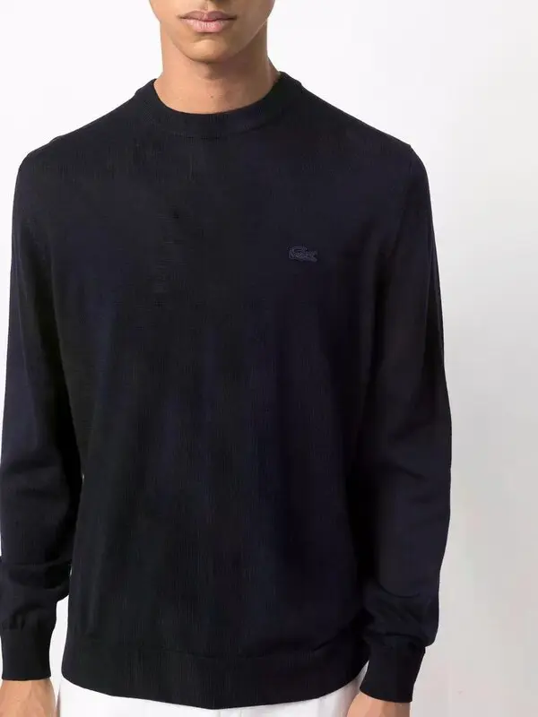 Lacoste Embroidered Logo Crew Neck Jumper - Blue