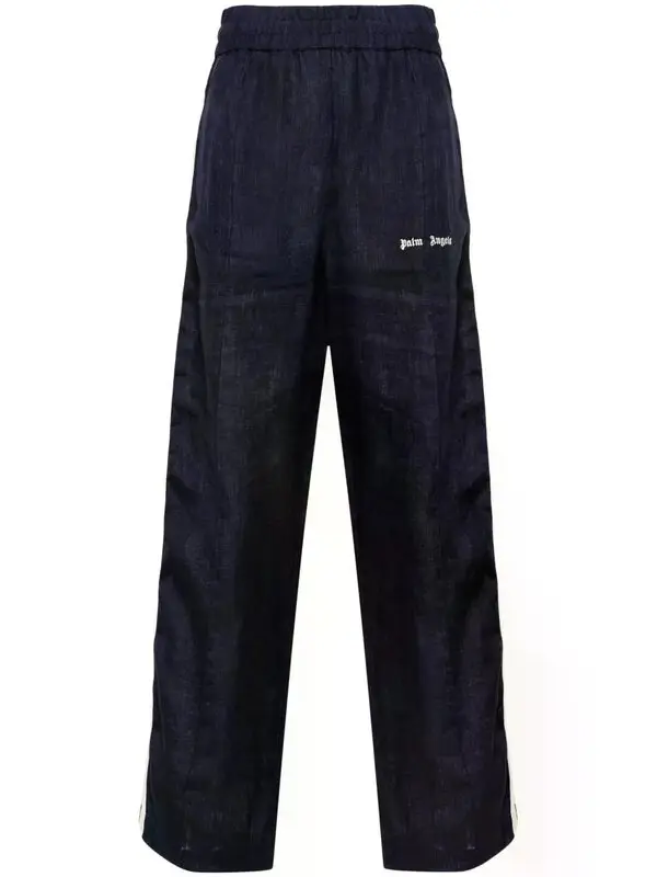Palm Angels Logo-print Linen Track Pants