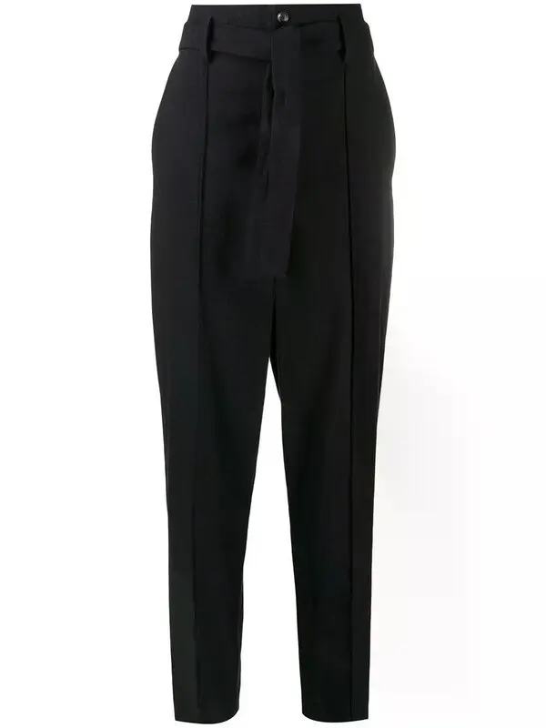 Isabel Marant Étoile High-waist Tapered Trousers With Belt - Blue