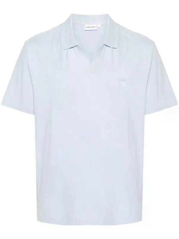 Calvin Klein Logo-patch Mélange Polo Shirt